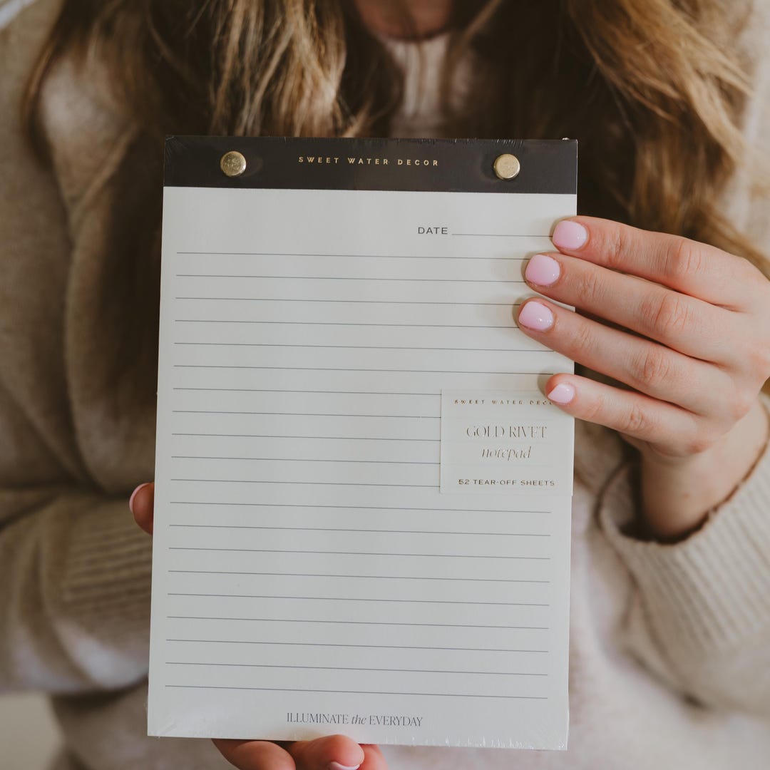 Gold Rivet Basic Notepad: Desktop Stationery Notetaking Writing Pad, to ...