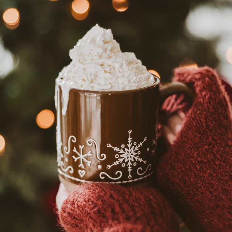 Gingerbread Christmas Mug - Winter Themed 14 Oz Stoneware Holiday Mug ...