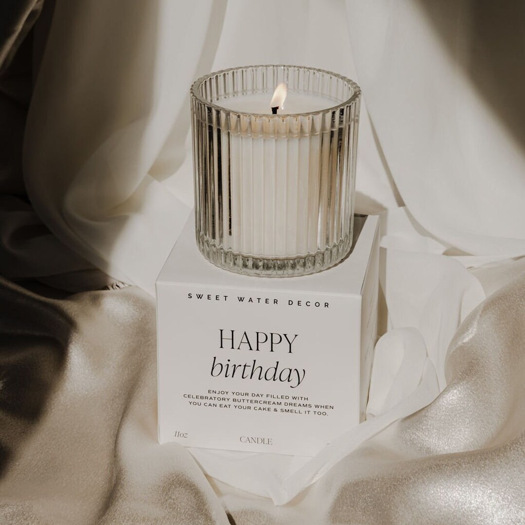 Happy Birthday Ribbed Candle and Box Set - Ready-to-gift Ribbed Fluted ...