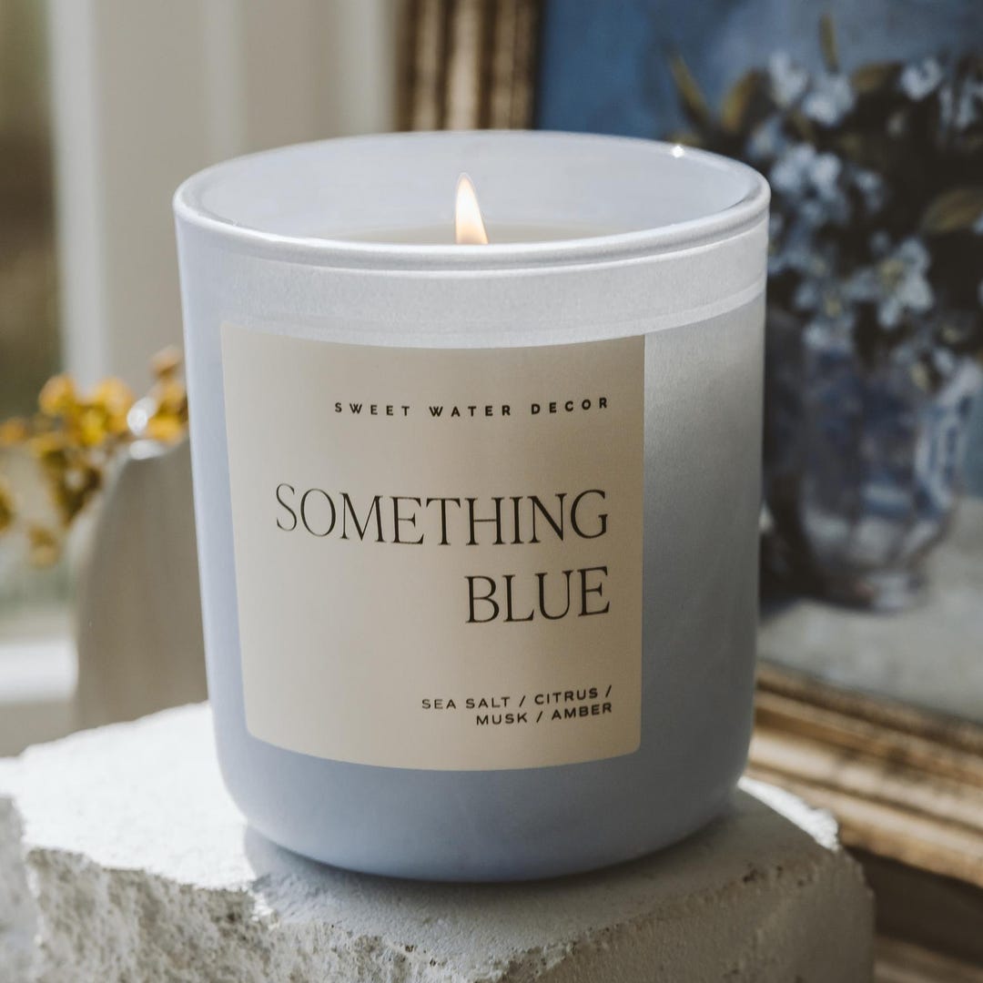Something Blue 15oz Soy Wedding Candle: Engagement Gift for Bride - Sea ...