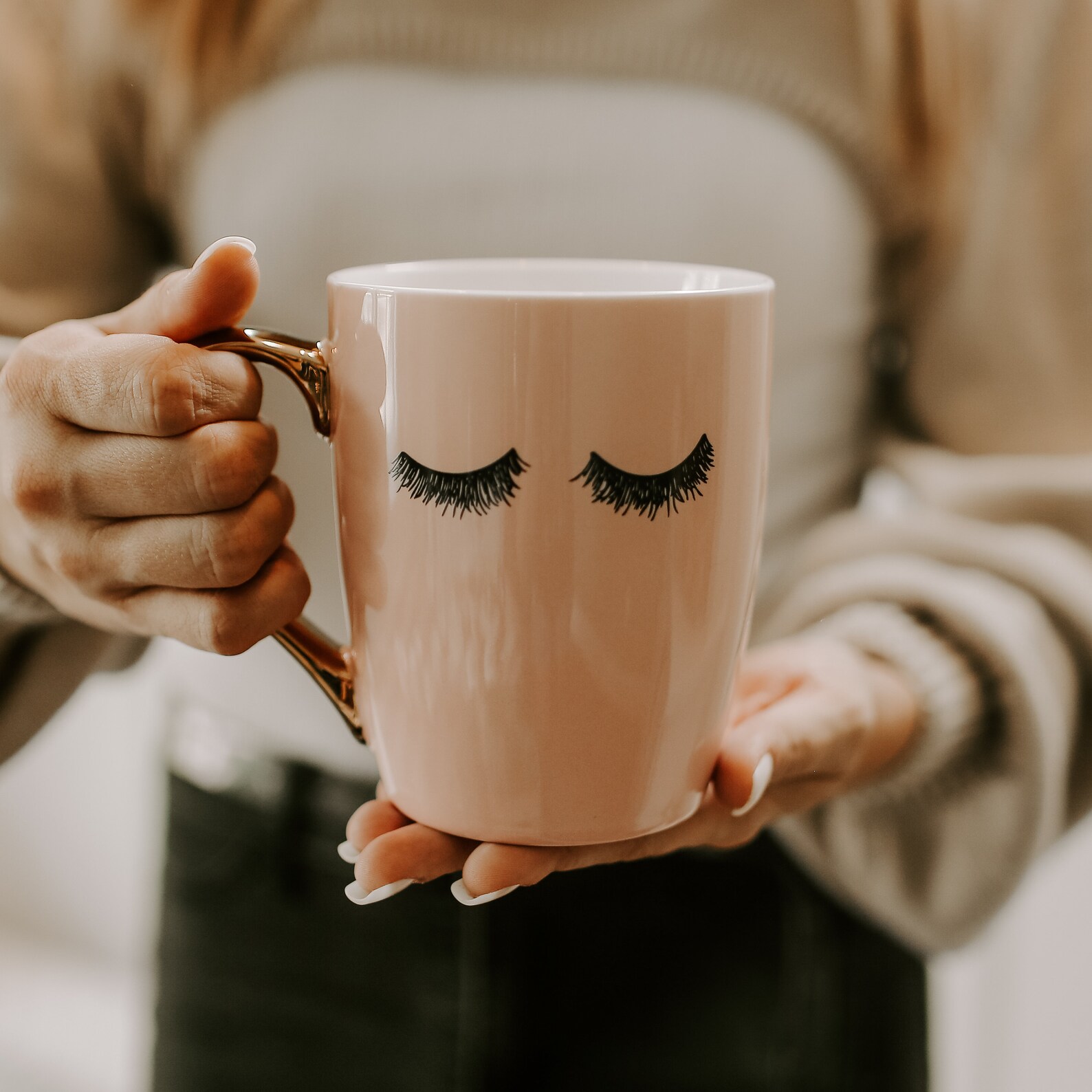 Eyelash Mug Pink and Gold Eyelashes Coffee Mug Makeup and | Etsy