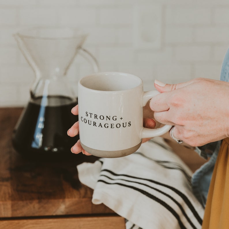 Strong + Courageous Coffee Mug | Scripture Coffee Mug | Christian Mug ...