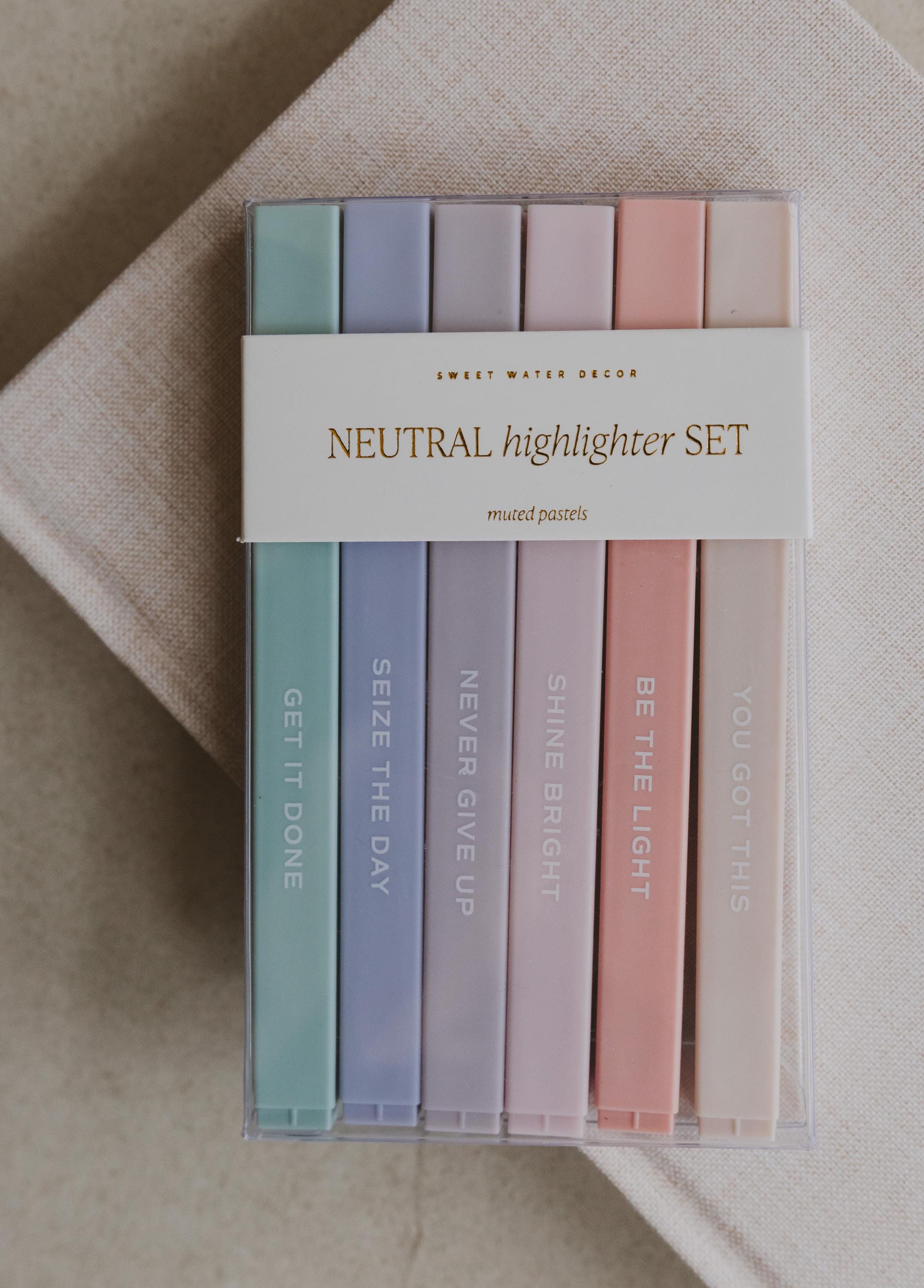 Neutral Pastel Highlighters Set: Muted Stationery, Office Desk Supplies ...