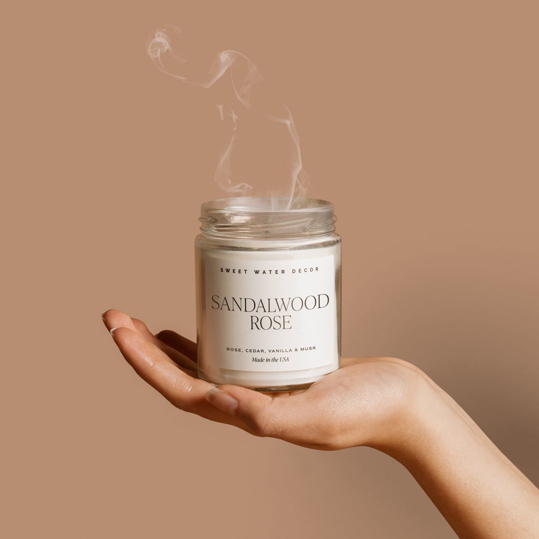 Sandalwood Rose Soy Candle | Amber, Vanilla and Rose Scented Candle ...