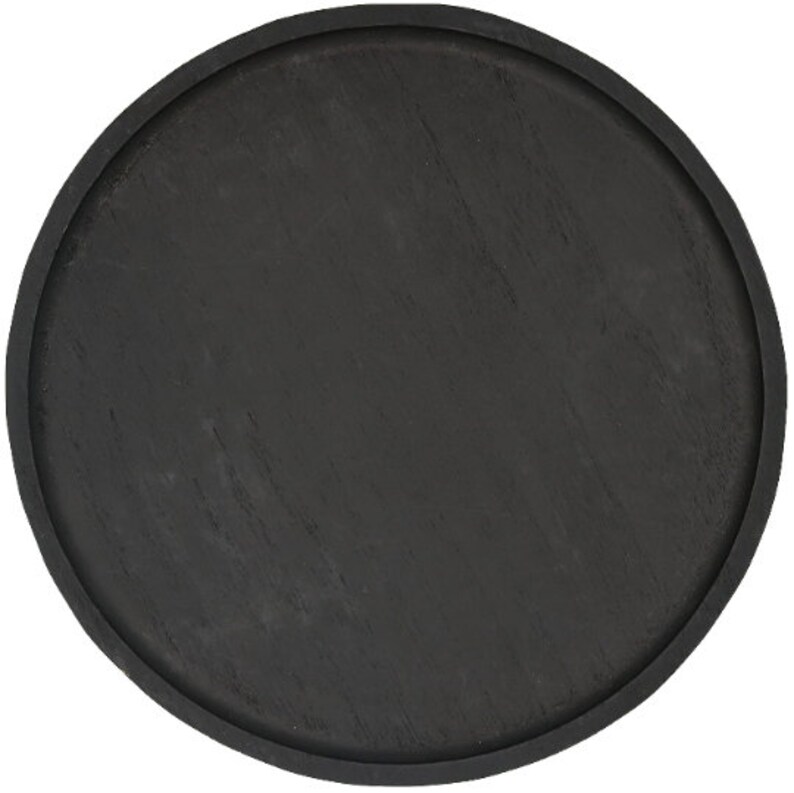 Large Black Wood Tray Round Wooden Tray Kitchen - Etsy
