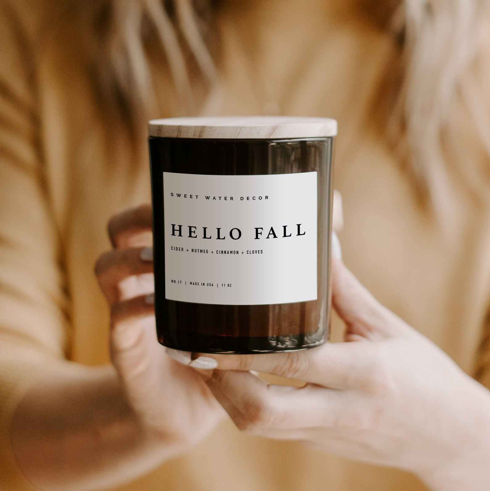 Hello Fall Soy Candle Amber Jar Scented Candles Fall - Etsy