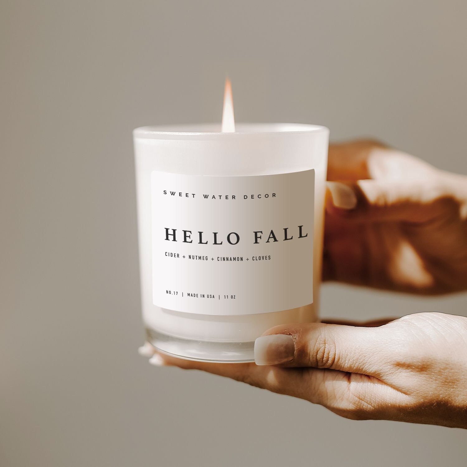 Hello Fall White Jar Candle Wood Lid Soy Candles Fall - Etsy