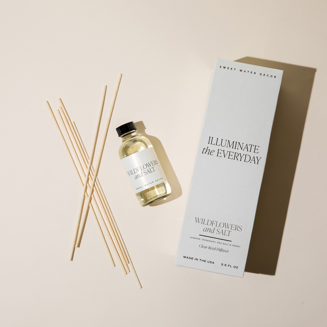 Wildflowers and Salt Reed Diffuser | Jasmine, Lily, Leafy Greens, and Salt Scent | Floral ...