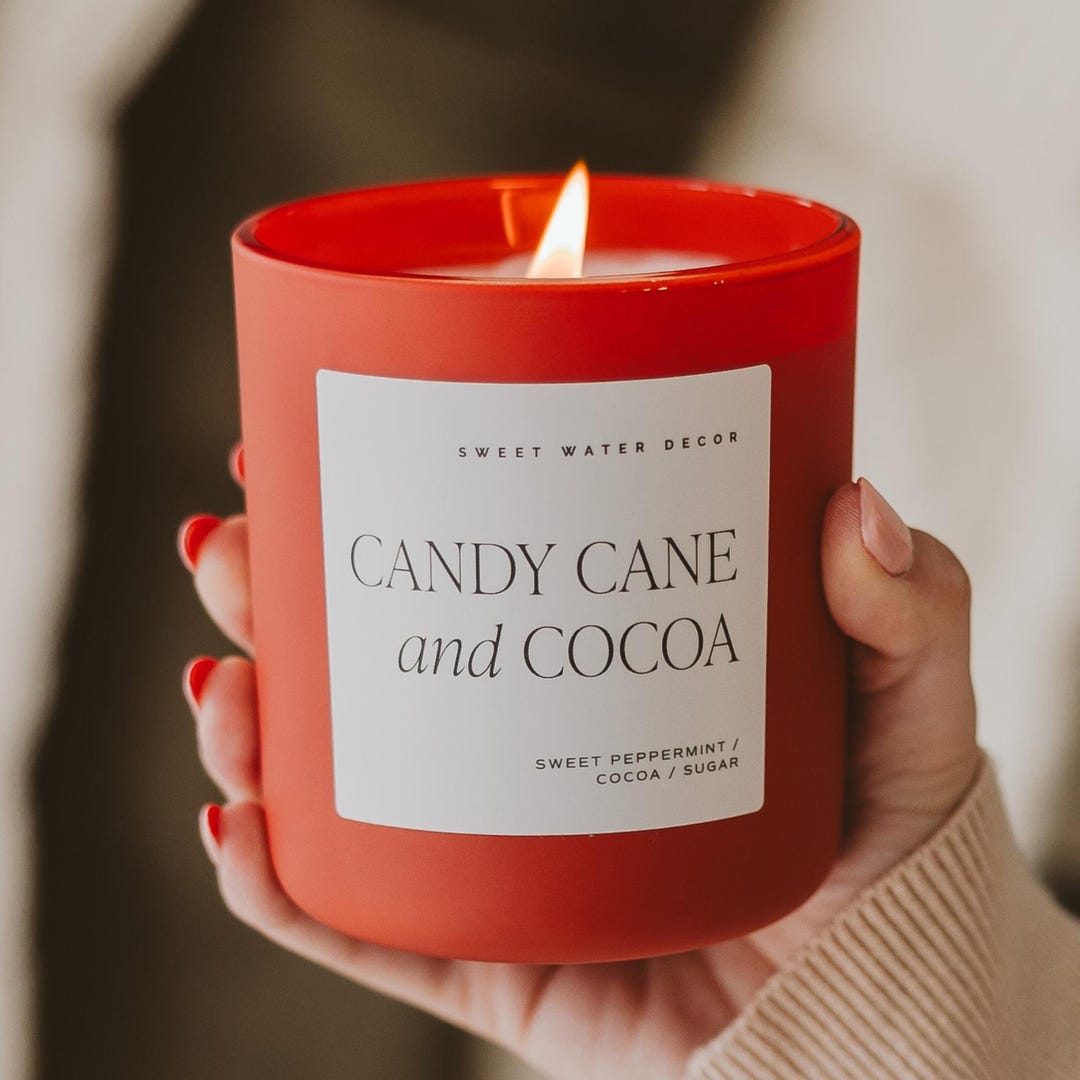Candy Cane and Cocoa Soy Christmas Candle - Mint Hot Cocoa Candle ...