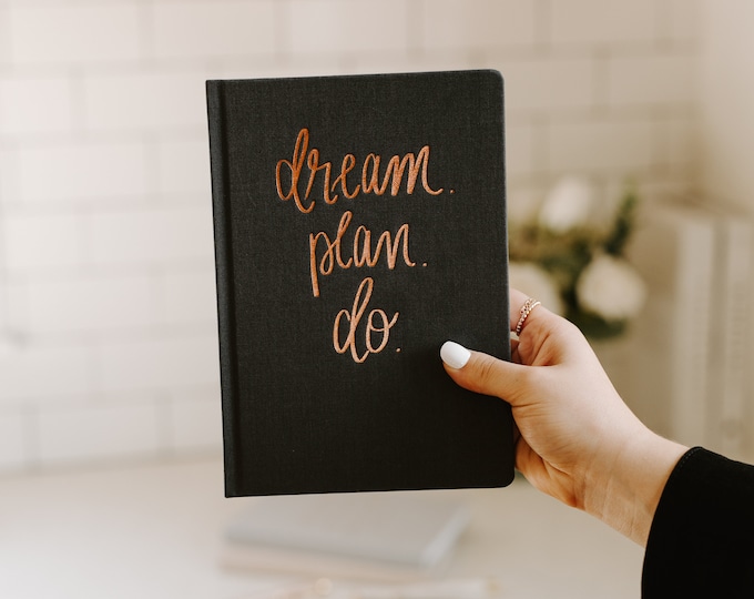 Dream Plan Do Fabric Journal Grey and Rose Gold Journal, Desk ...