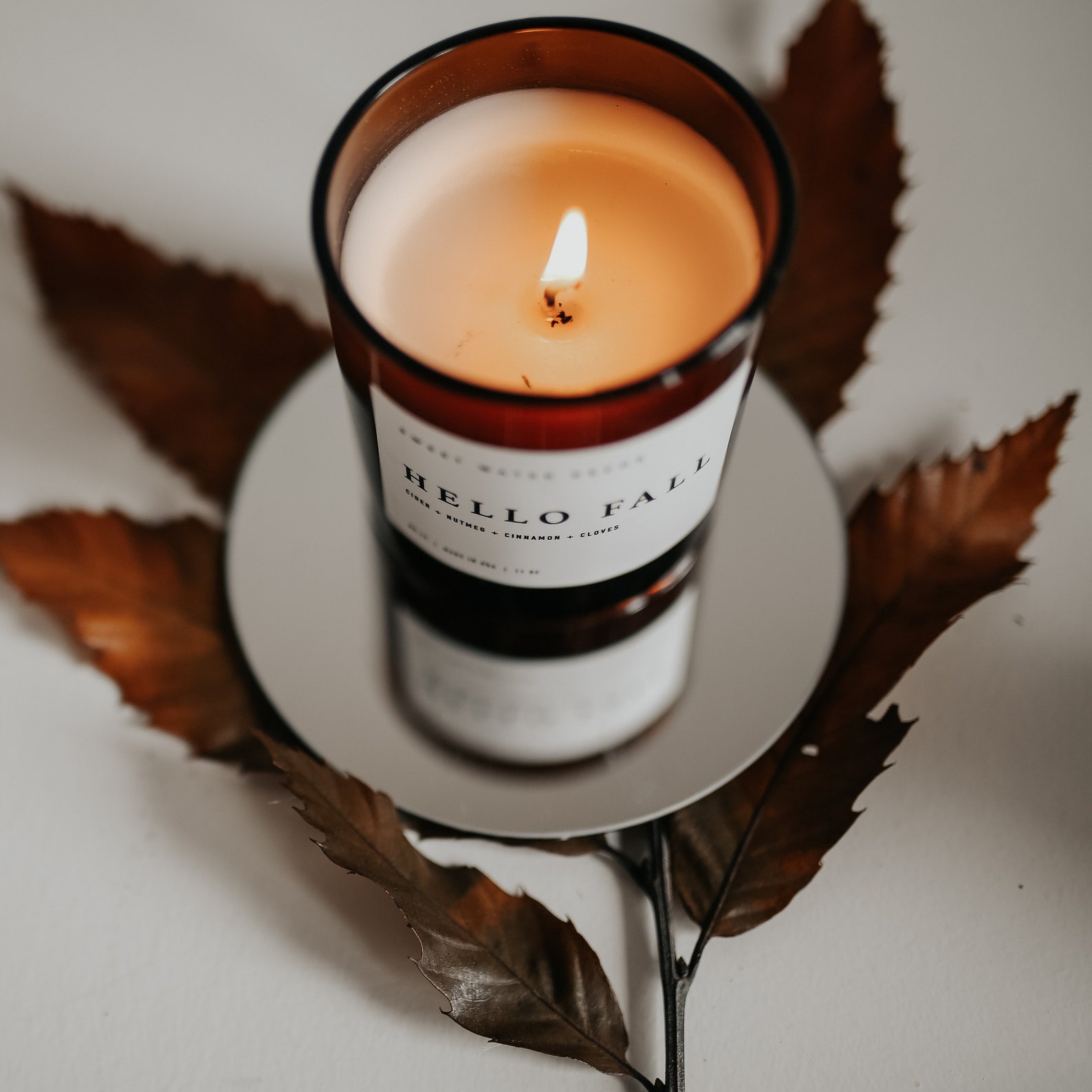 Hello Fall Soy Candle Amber Jar Scented Candles Fall - Etsy