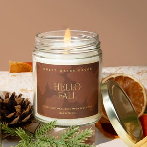 Hello Fall Soy Candle | Apple, Cinnamon, and Cloves Scented Fall Candle ...