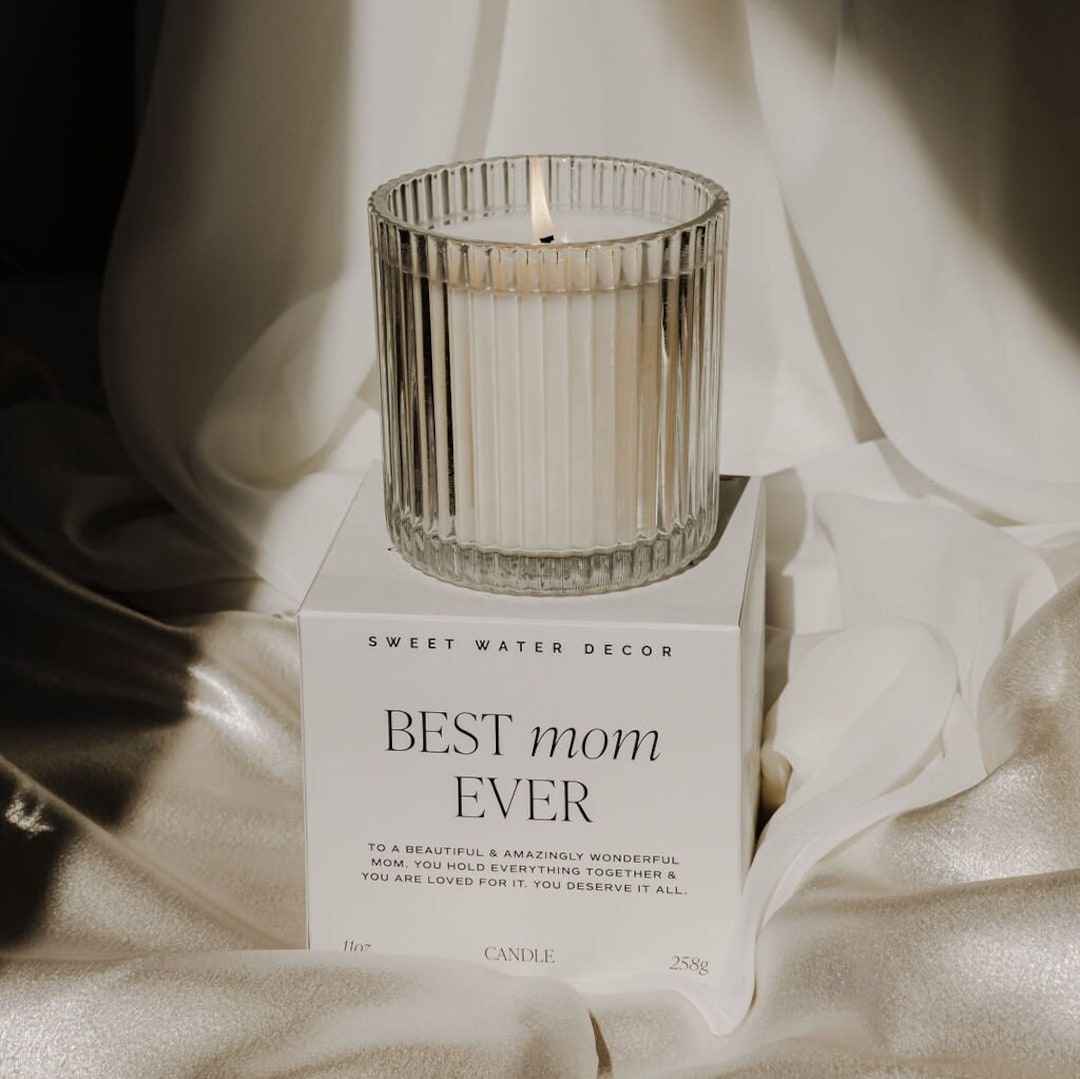 Best Mom Ever Ribbed Candle and Box Set - Ready-to-gift Ribbed Fluted ...