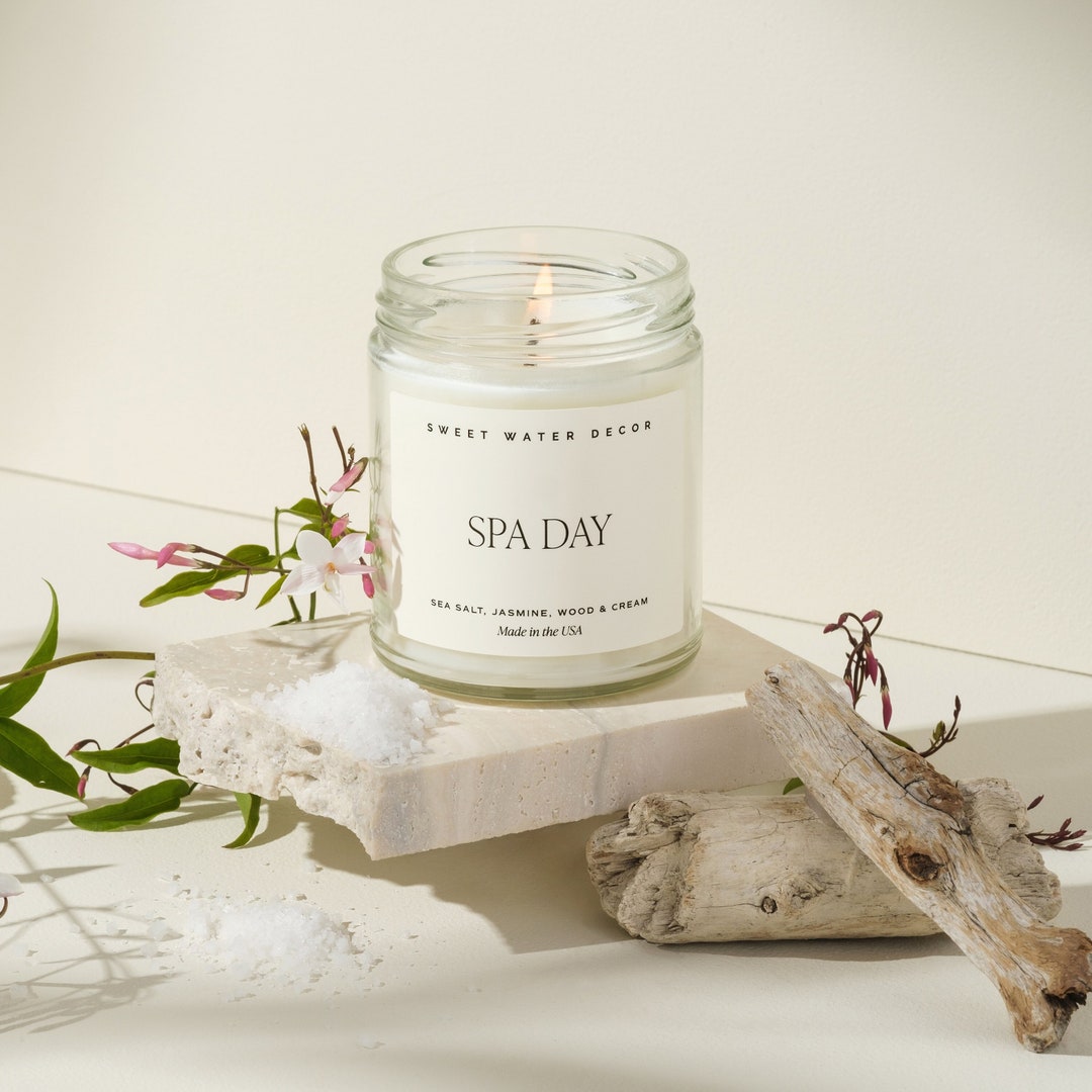 Spa Day Soy Candle: Sea Salt, Jasmine & Wood Scent - Etsy