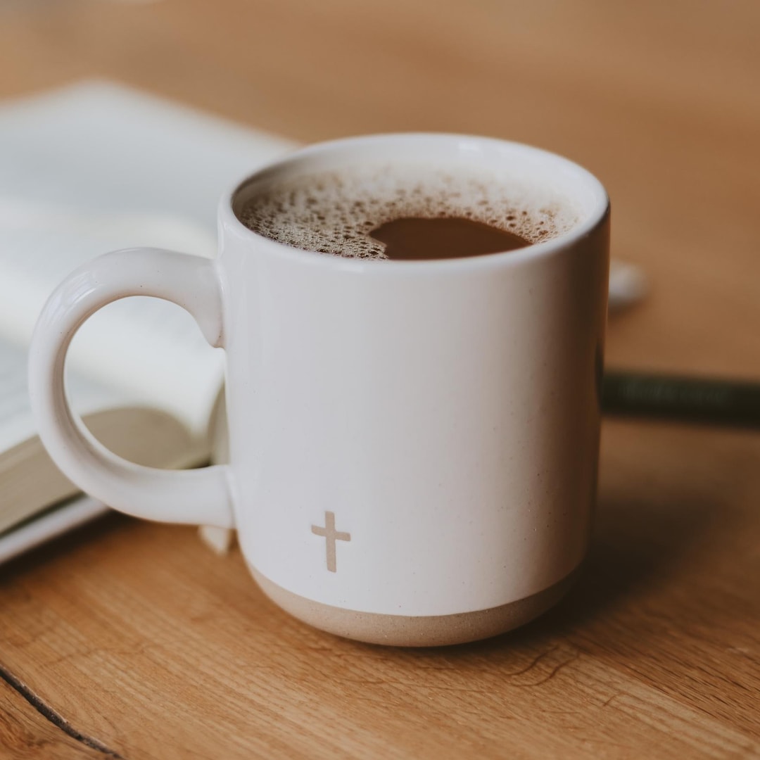 Cross Mug: Christian Stoneware Coffee Mug, Bible Study Gift - Etsy