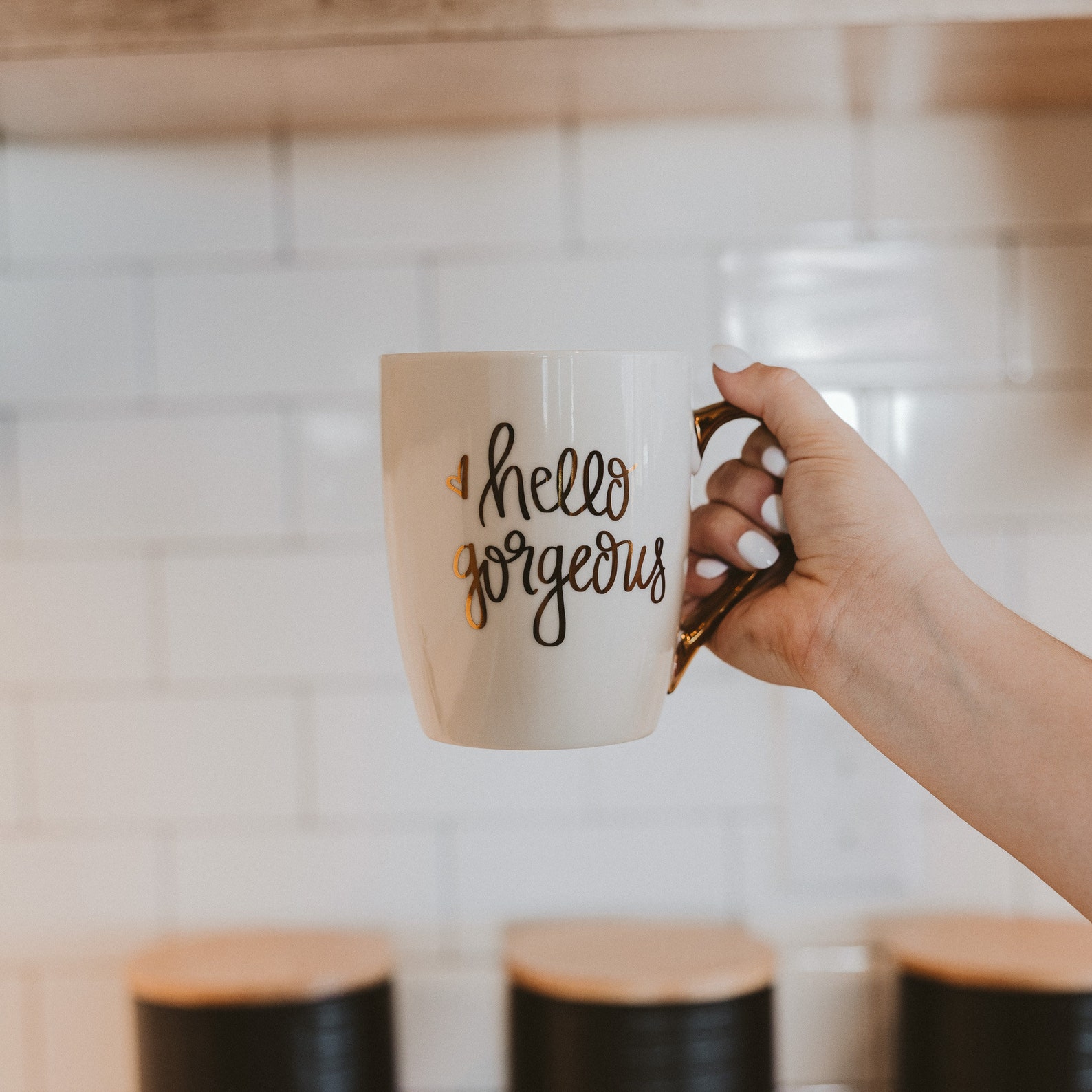 Hello Gorgeous Mug Gold Hand Lettered Hello Gorgeous Coffee - Etsy