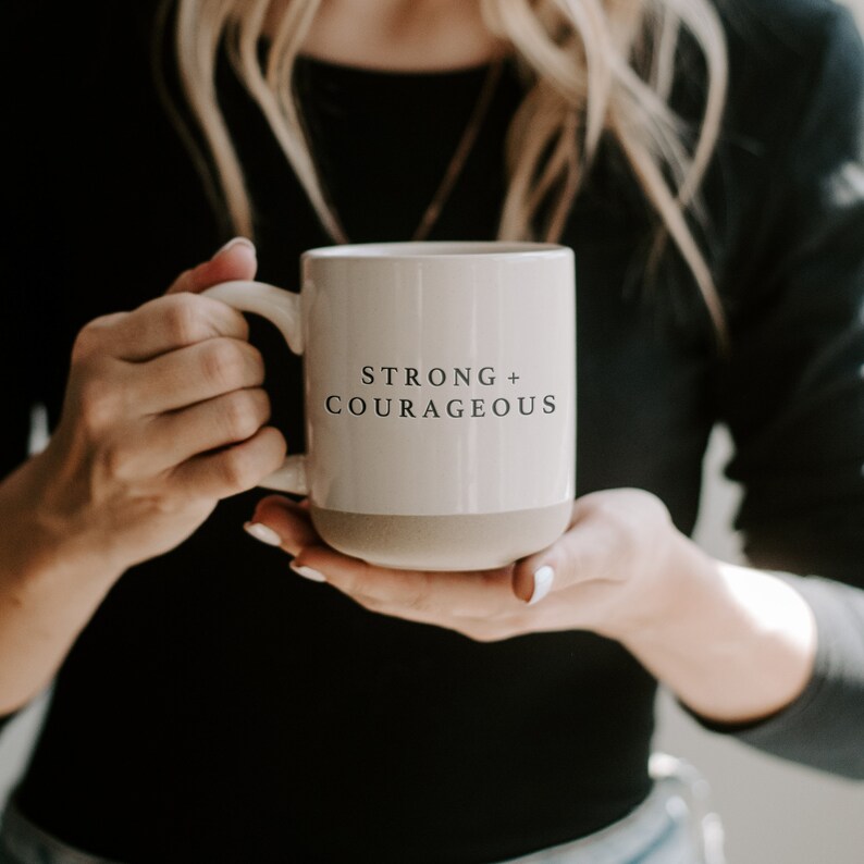 Strong Courageous Coffee Mug Scripture Coffee Mug - Etsy