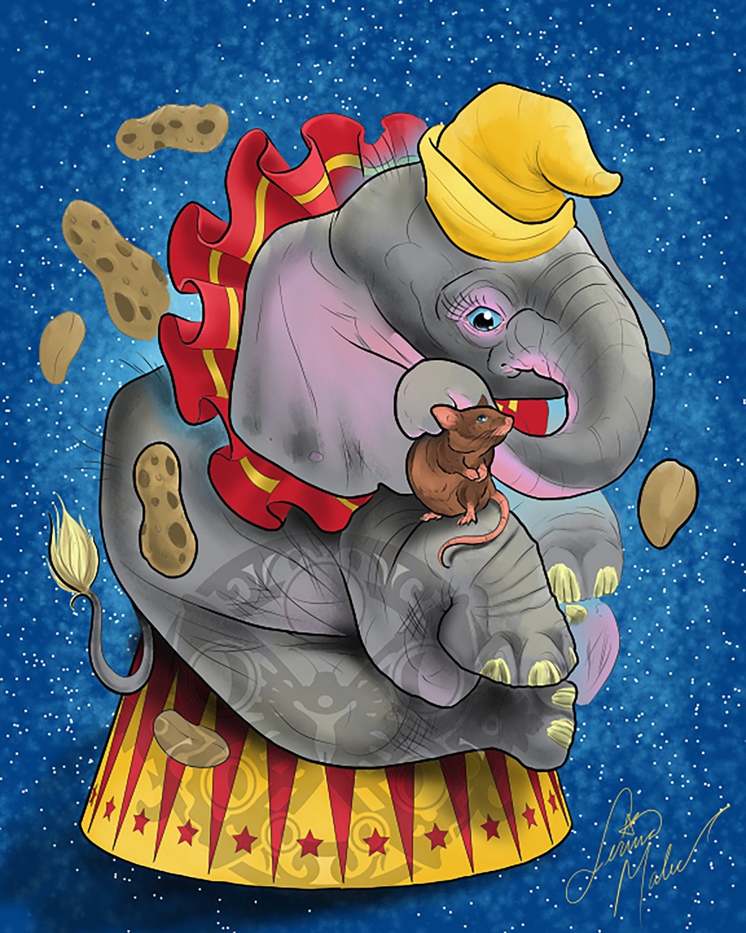 Baby Elephant Dumbo Fan Art Digital Painting Print - Etsy