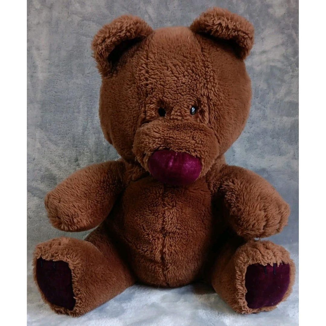 Vintage 1984 Dakin Nature Babies 14" Brown E. Bear Plush Teddy Velvet ...