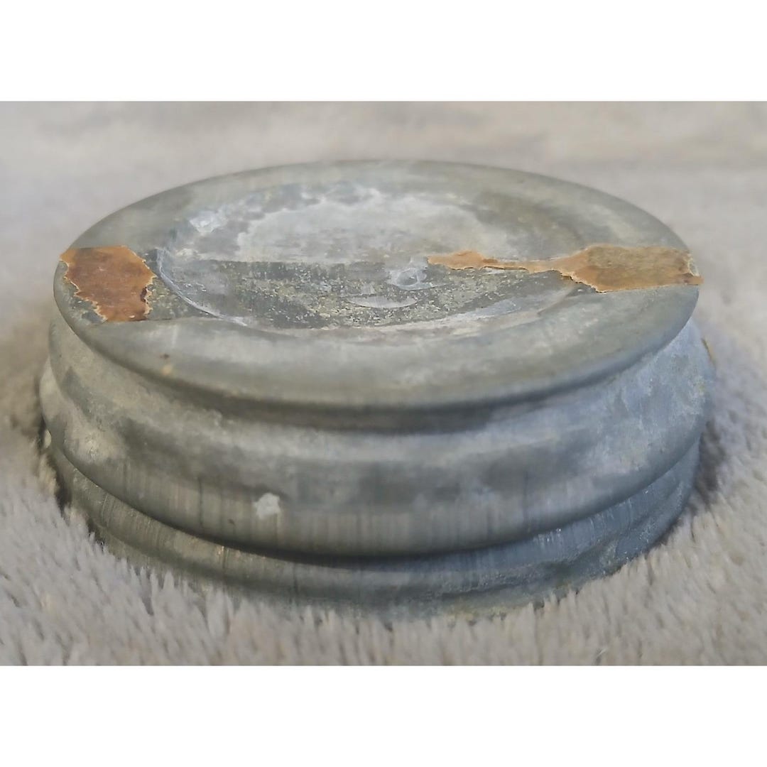Vintage Zinc Canning Jar Lid With Milk Glass Liner Standard Mouth ...