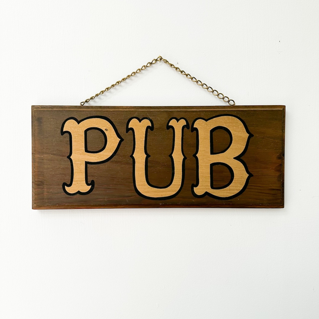 Vintage Hand Painted Pub Sign for Home Bar Wooden Pub Sign - Etsy