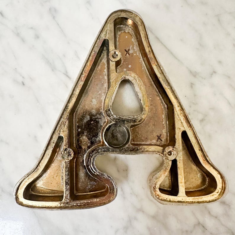 Vintage Gold Metal Letter A Paperweight, Typography Letter A, Vintage ...