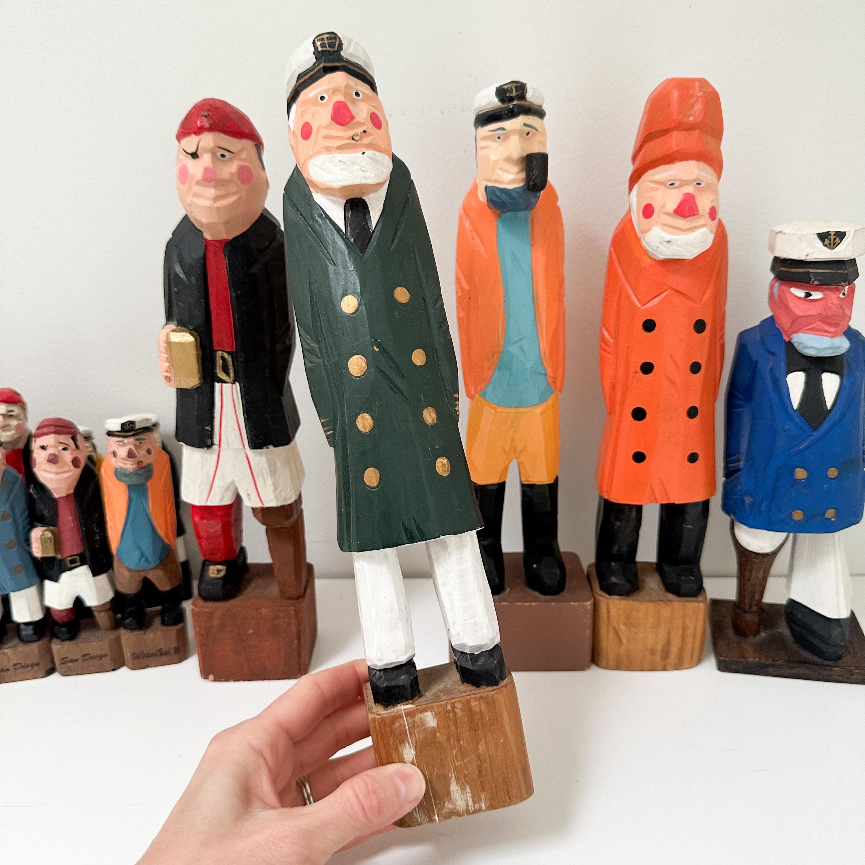 Vintage Old Salt Sea Captain Figurine | Hand Carved Wood, Nautical ...