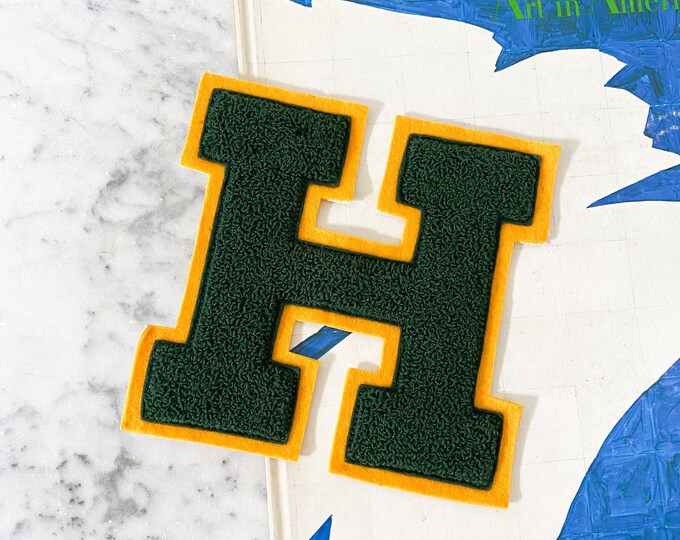 Vintage h Varsity Letter in Green and Yellow. Vintage Varsity Letter ...