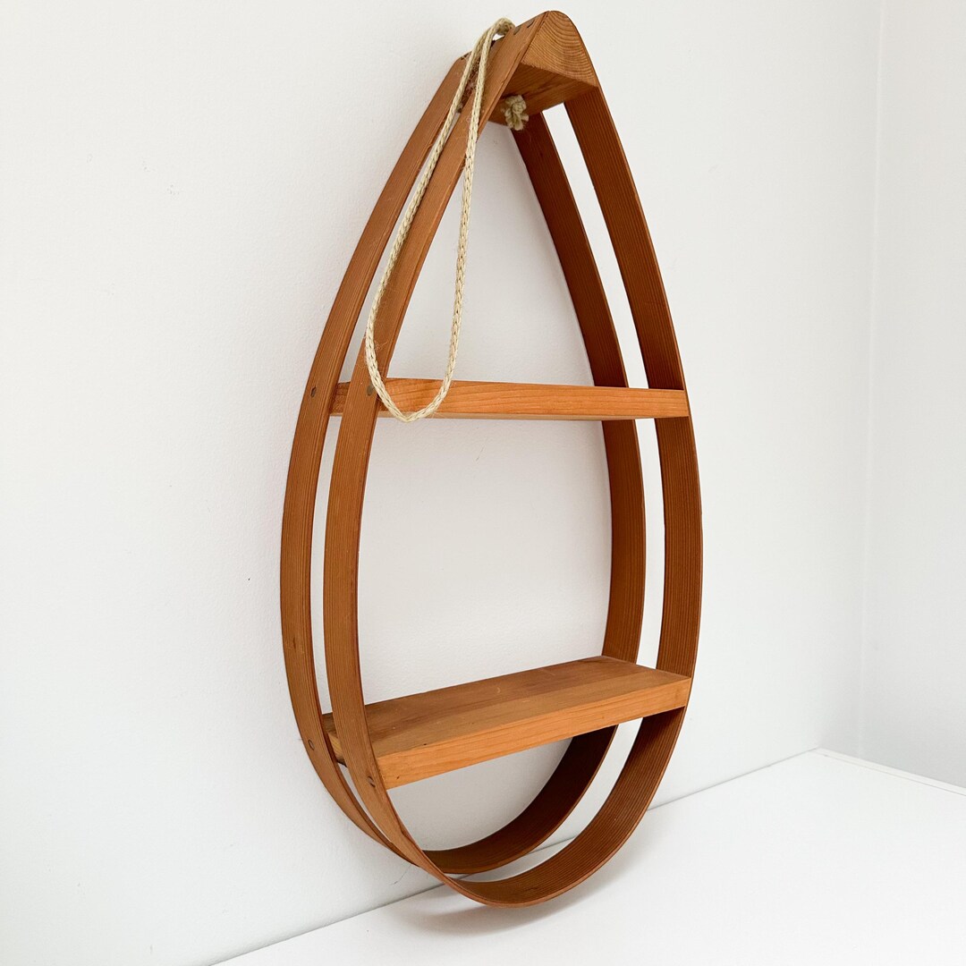Vintage Bentwood Teardrop Shelf, Mid Century Danish Teak Teardrop ...