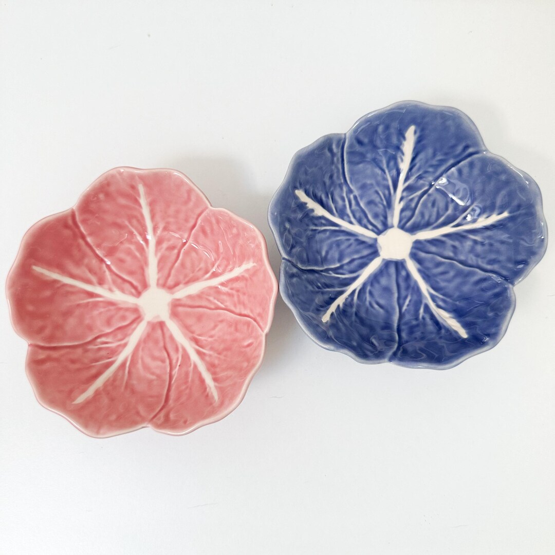 Vintage Bordallo Pinheiro Cabbage Bowl Pink or Blue, 5" Pink Cabbage ...