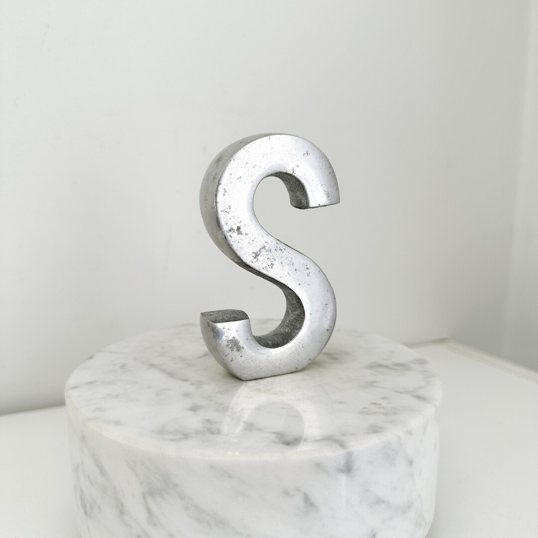 Vintage Aluminum Letter S Paperweight. Vintage Typography Letter S ...