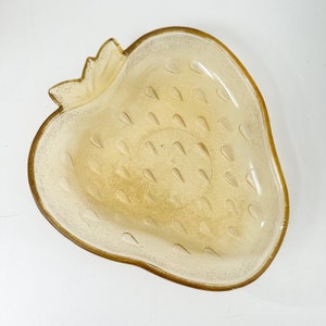 Vintage Yellow Glass Strawberry Shaped Dessert Plate, Vintage Glass ...