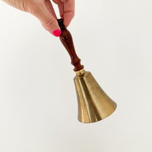 Vintage Brass Dinner Bell With Wood Handle, Vintage Brass Bell - Etsy