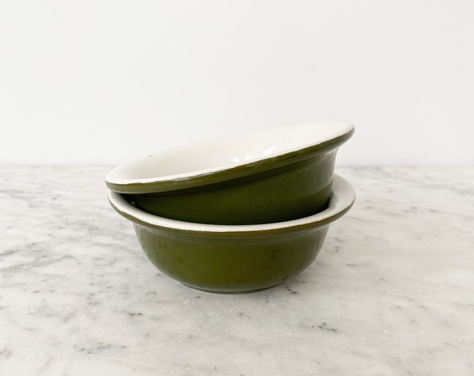 Olive Green Hall Pottery Bowls Set of 2. Vintage Hall Pottery Green ...