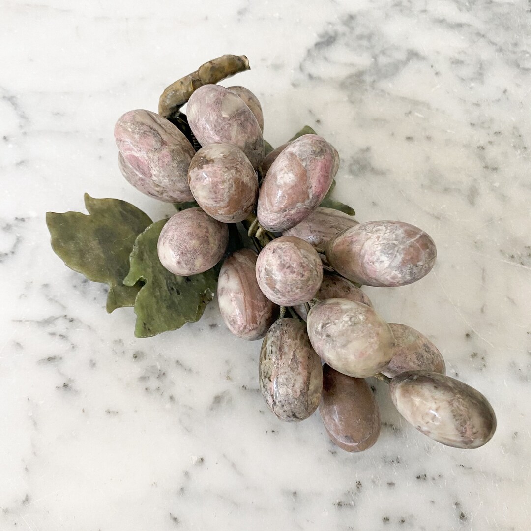 Purple Marbled Stone Grape Cluster, Vintage Purple Stone Grapes ...