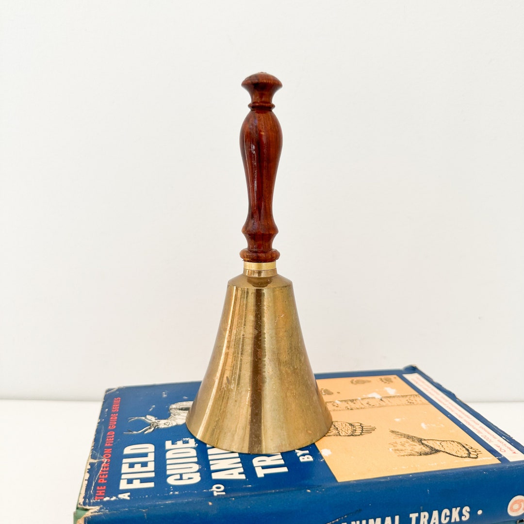 Vintage Brass Dinner Bell With Wood Handle, Vintage Brass Bell - Etsy
