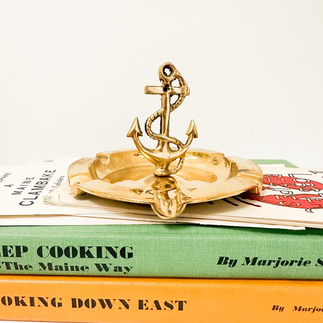Vintage Brass Rope and Anchor Ashtray, Vintage Brass Nautical Decor ...