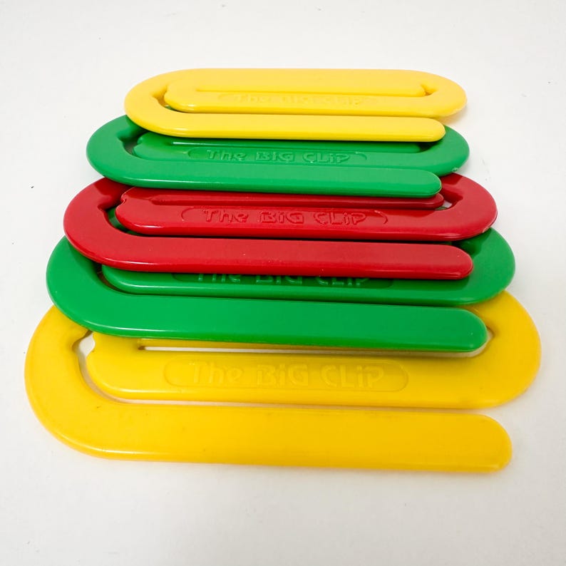 Vintage the Big Clip Paperclips Set of 5, 1980s Oversized Jumbo Plastic ...