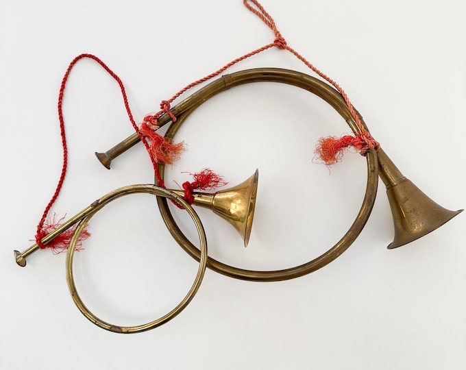 Vintage Brass Christmas Horn With Red Tassel in Multiple Sizes, Vintage ...