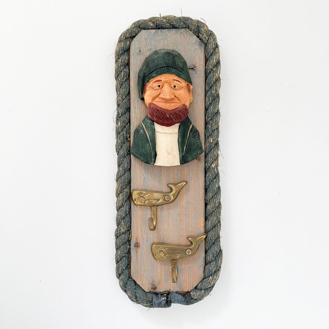 Vintage Old Salt Whaler Plaque With Brass Whale Hooks and Nautical ...