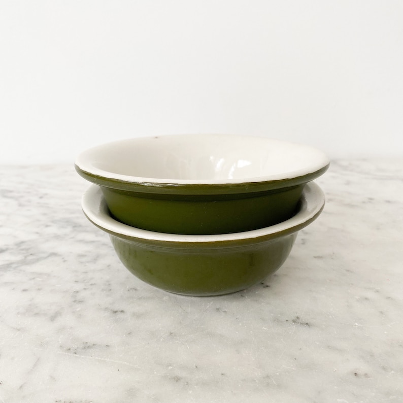 Olive Green Hall Pottery Bowls Set of 2. Vintage Hall Pottery | Etsy