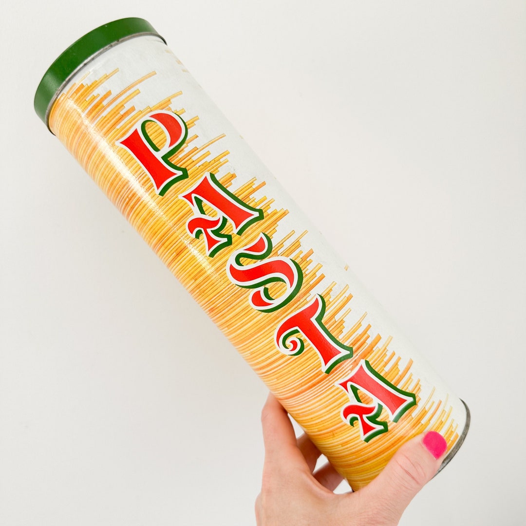 Vintage Pasta Storage Tin Canister, Retro Spaghetti Tin Container ...