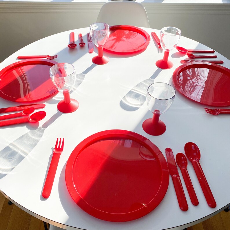 Vintage Red Bodum Melamine Dinnerware, Place Settings for 4 Designed by ...