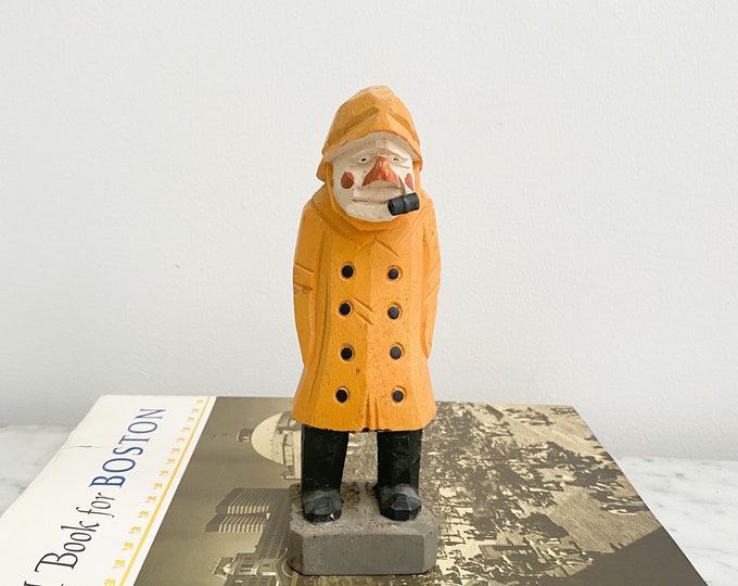 6 Vintage Old Salt Captain Figurine. Hand Carved Wood Old Salt Statue ...