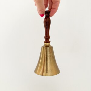 Vintage Brass Dinner Bell With Wood Handle, Vintage Brass Bell - Etsy