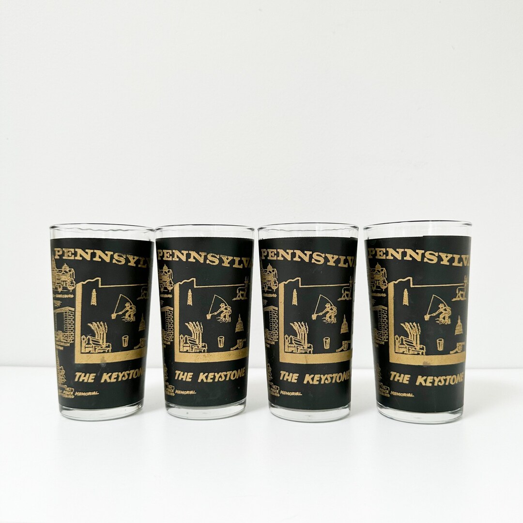 Vintage Pennsylvania State Souvenir Glasses Set of 4, Mid Century State ...