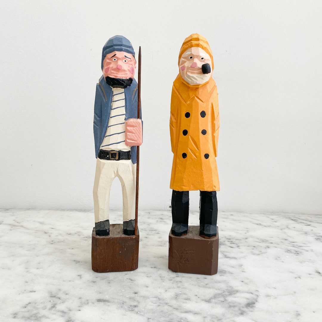 Pair of 10 Vintage Old Salt Figurines Hand Carved Old - Etsy