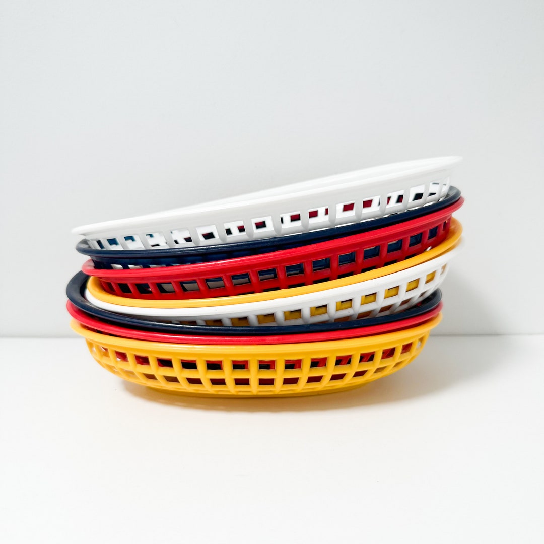 Vintage Ingrid Plastic Food Baskets Set of 8 in Red, White, Blue, and ...