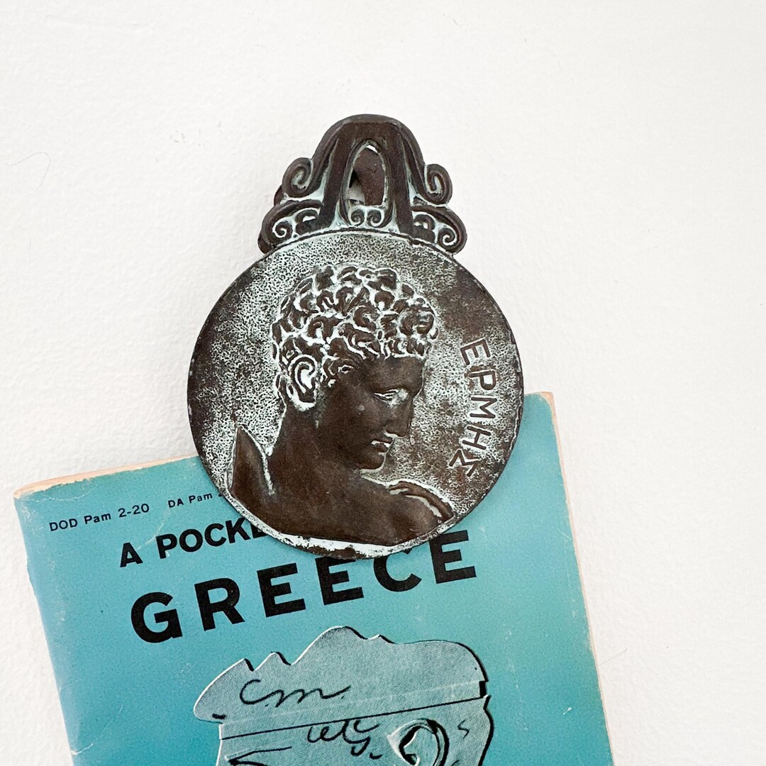 Vintage Greek Bronze Letter Clip, Vintage Greek God Hermes Hanging ...