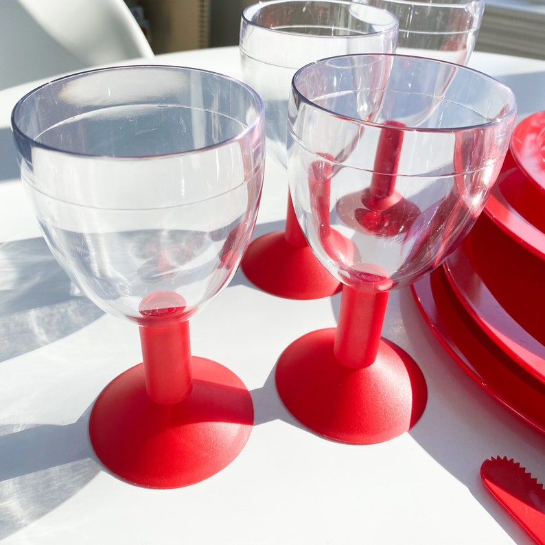 Vintage Red Bodum Melamine Dinnerware, Place Settings for 4 Designed by ...